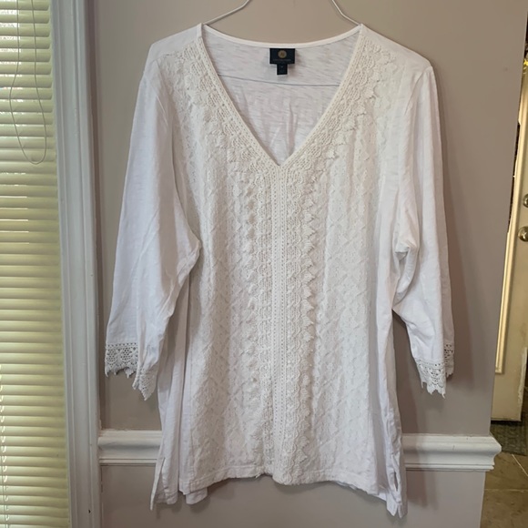 JM Collection | Tops | Jm Collection Wms 3x White 0 Cotton V Neck ...